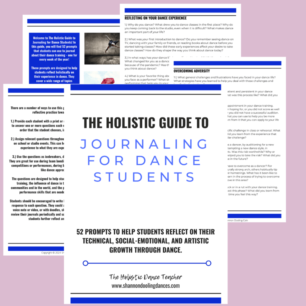 Dance Student Journaling Prompts | Shannon Dooling Dances