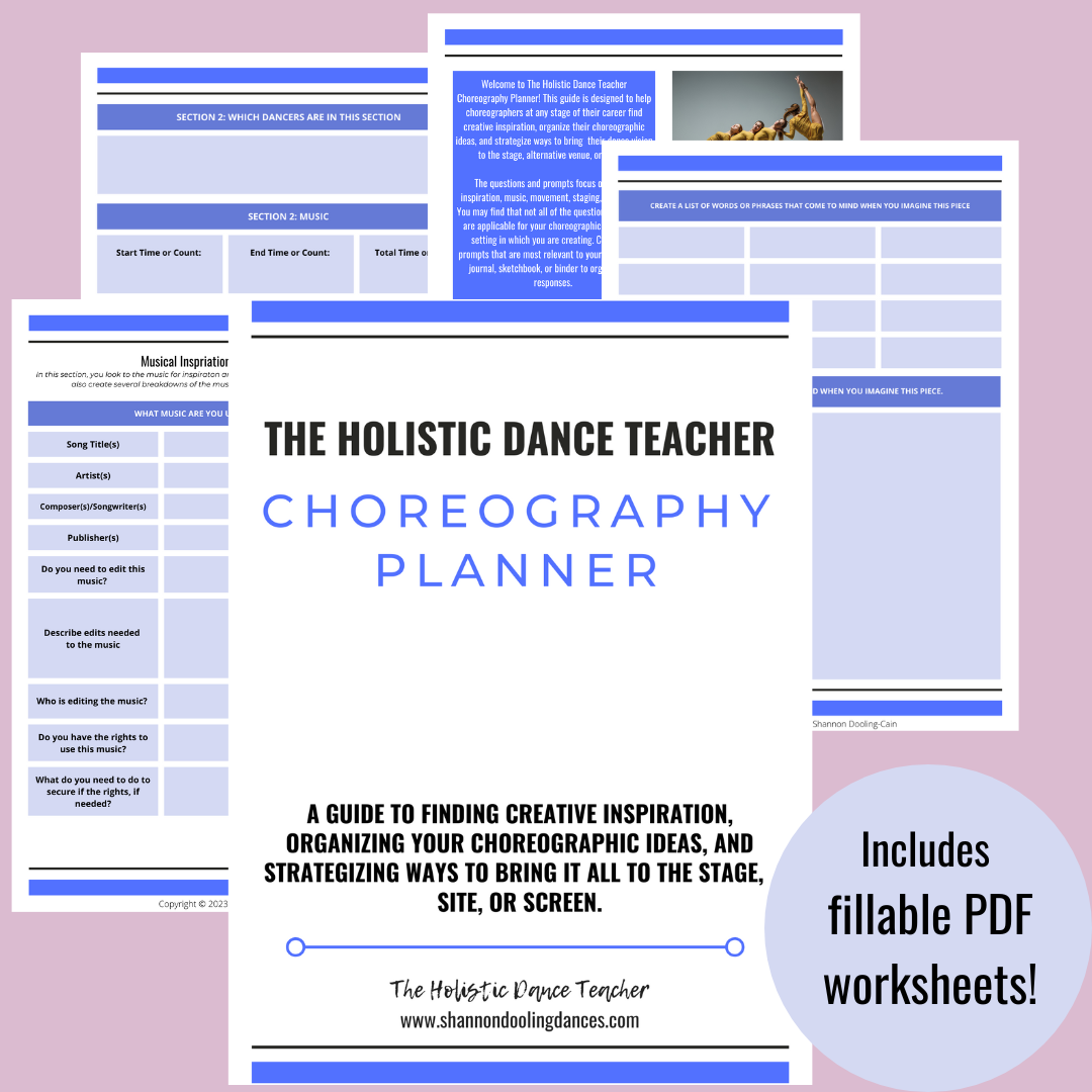 Dance Choreography Planner | Shannon Dooling Dances