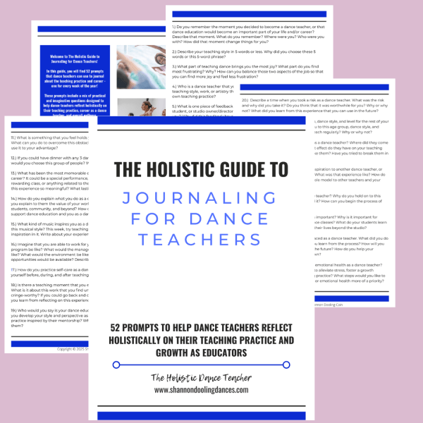 Dance Teacher Journaling Prompts | Shannon Dooling Dances